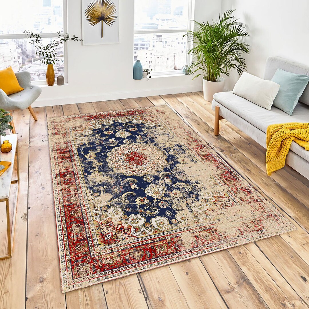 Authentic Muted Area Rug: Modern Farmhouse Decor - Etsy