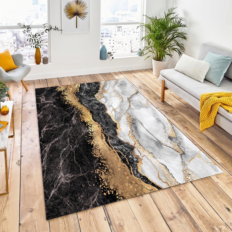 Black and White Rug - Etsy