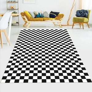 Checkered Design Rugs, Black White Rug, Checkers Design Rug ...