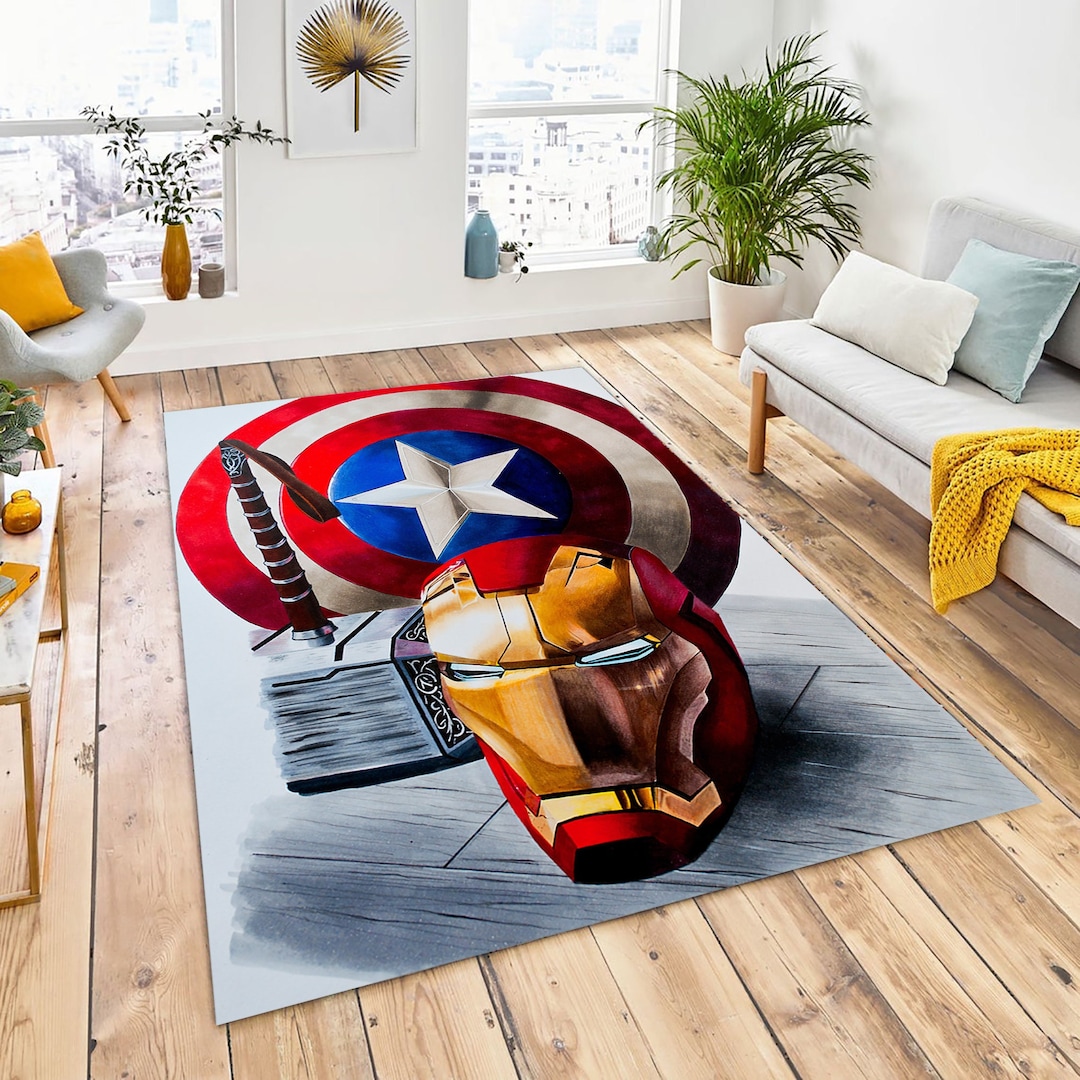 Captain America, Thor, Iron Man, Thor Hammer, Cartoon Rug, Animation ...