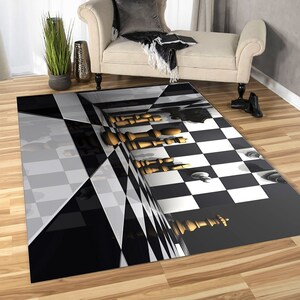 Chess Board Carpet Games Non-slip Soft Rug Black and White - Etsy