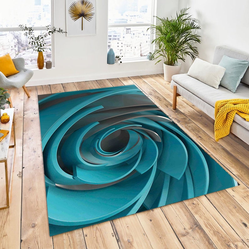 Checker Vortex Area Rug Optical Illusion Housewarming Gift | Etsy