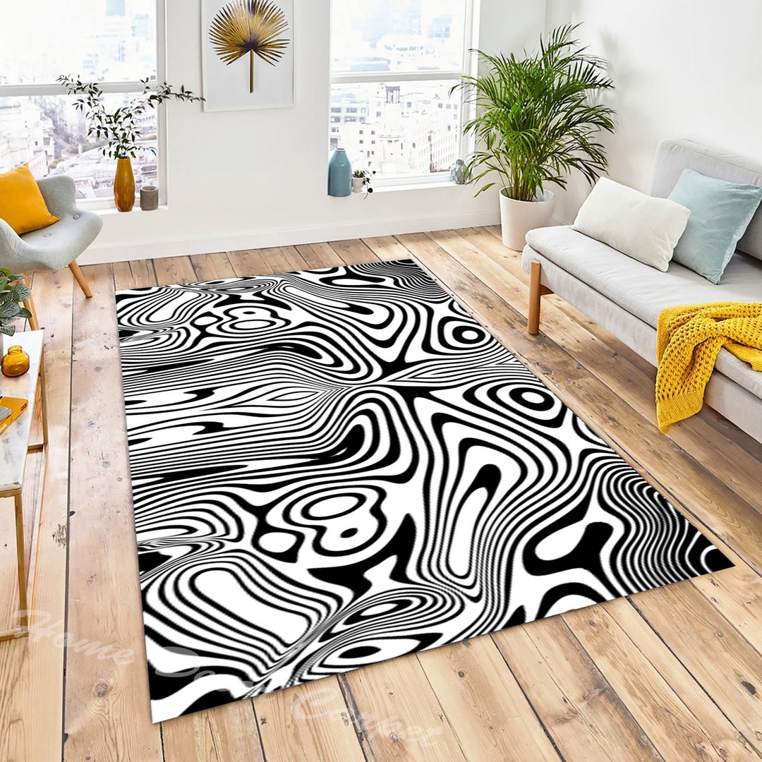 Black and White Rug, Black Rug, Living Room Rug, Bedroom Rug, Designer ...