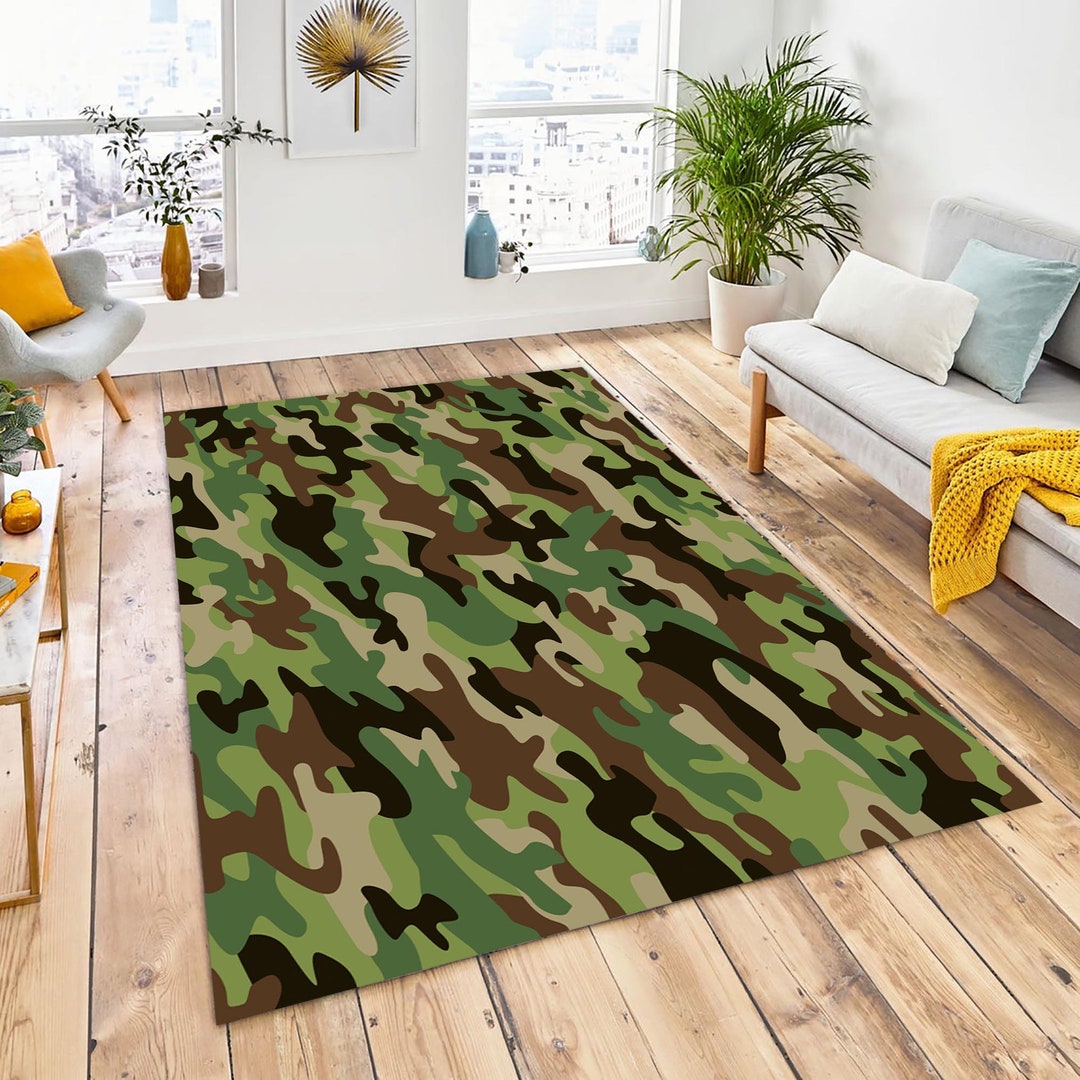 Camouflage Rug, Green Rug, Camouflage Mat, Military Themed Mat, Army ...