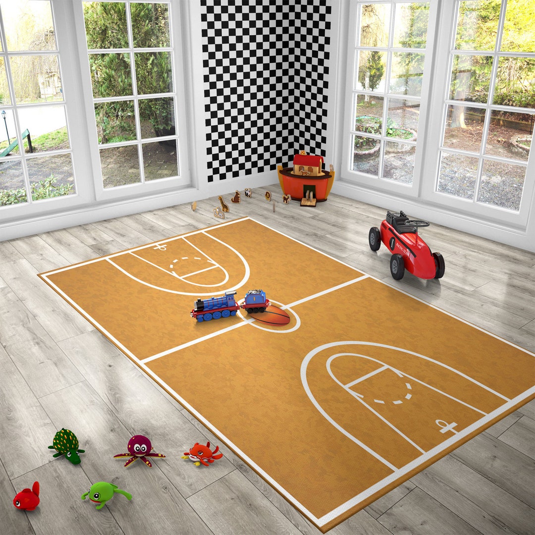 Realistic Basketball Court Rug Art Decor, Game Rug, Children Play Time ...