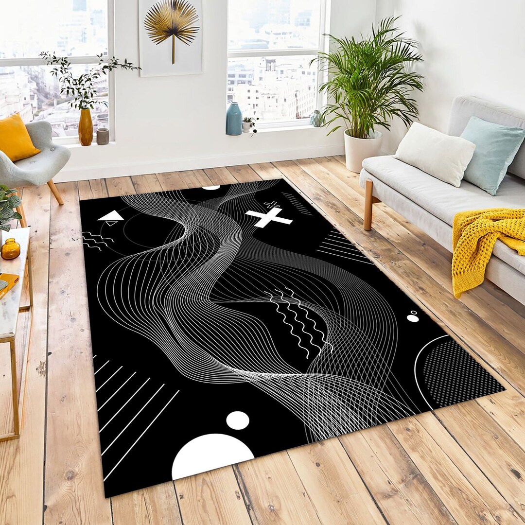 Abstract Line Art Rug: Modern Wireframe Design - Etsy