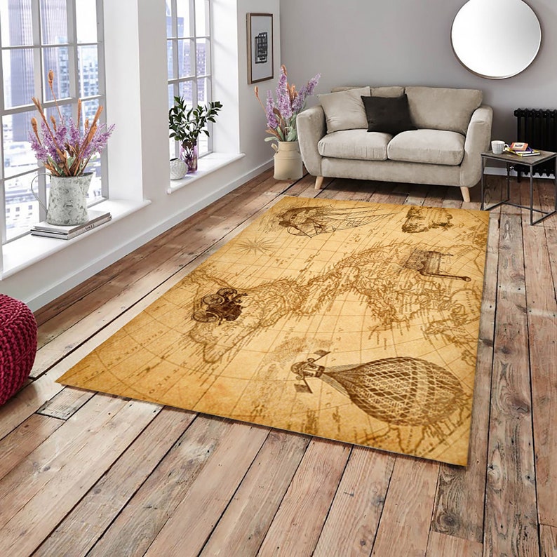 Rustic World Map Area Rugs 3D Rug for Living Room Kitchen - Etsy