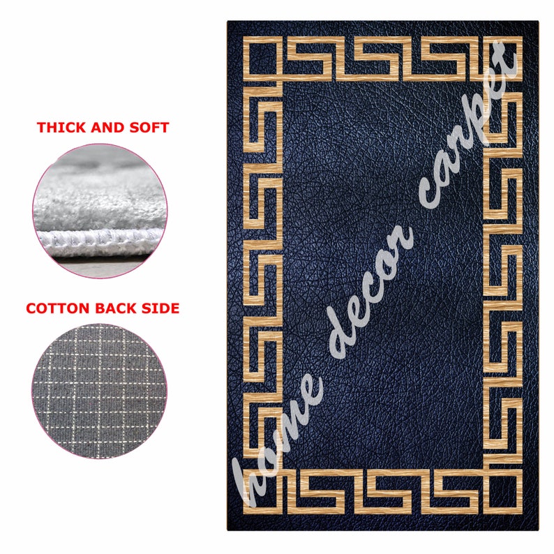 Border Carpet Rug Greece Greek Key Carpet Navy Blue Carpet - Etsy