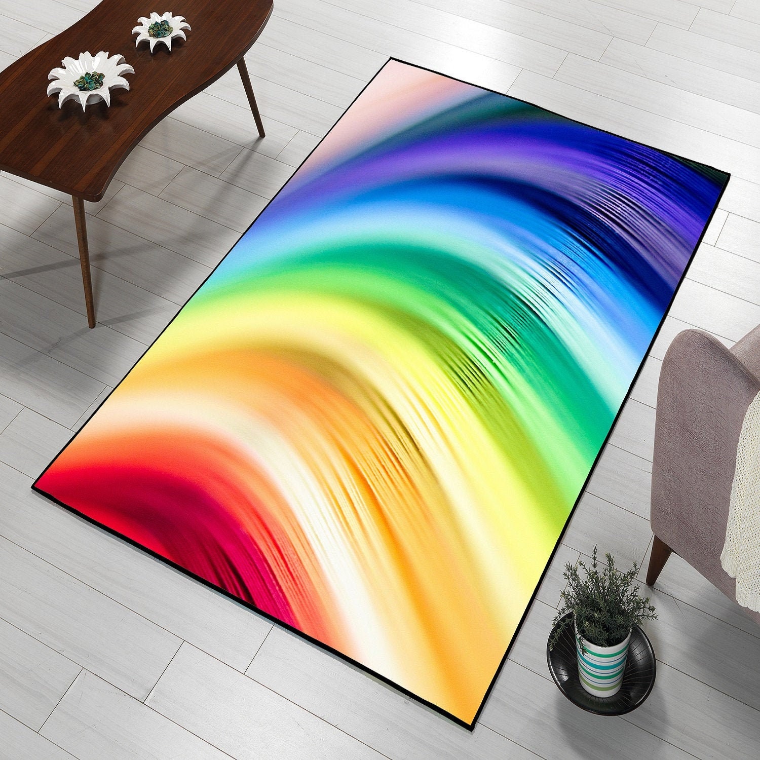 Boho Rainbow Rug Rainbow Arch Minimal Area Rug Inspired | Etsy