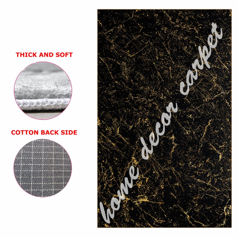 Marble Pattern Rug Black and Gold Marble Texture Rug Area Rug - Etsy
