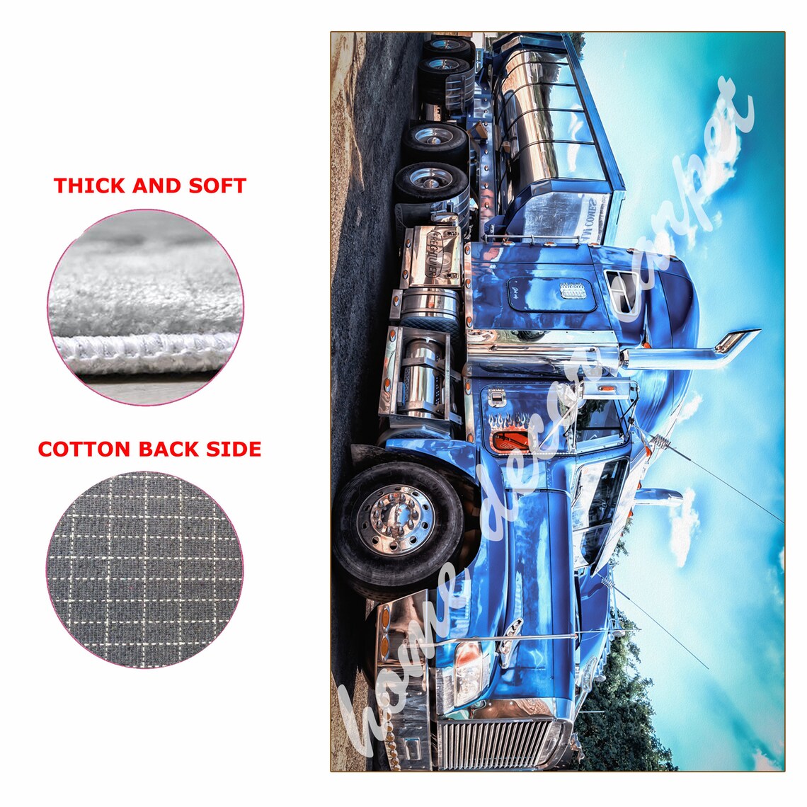 Truck Front View Rug Big Truck Rug Silhouette Personalize - Etsy