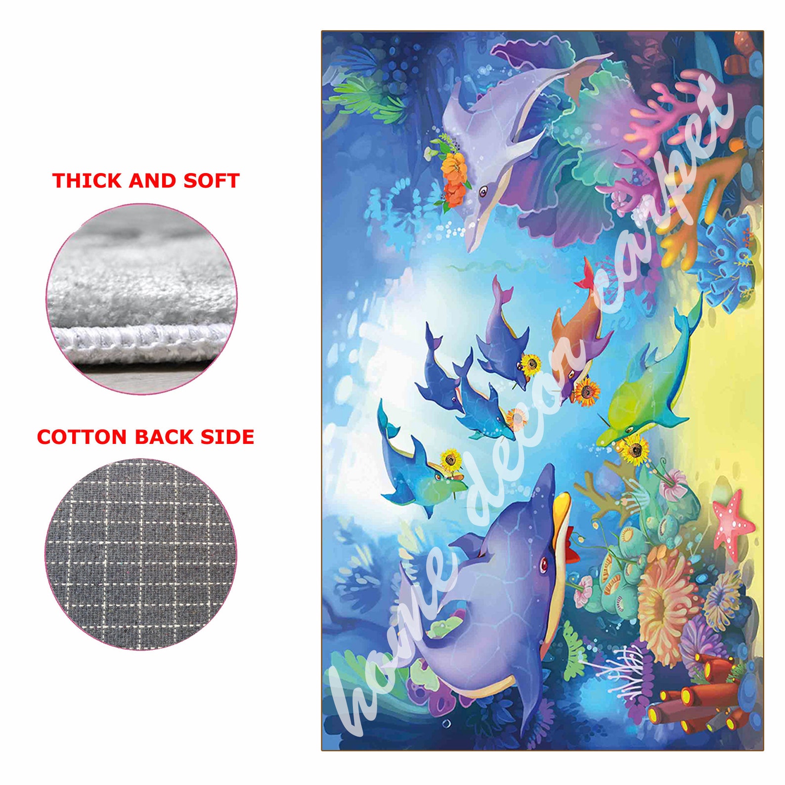 Dolphin Blue Dolphin Coastal Beach House Room Rug Door - Etsy