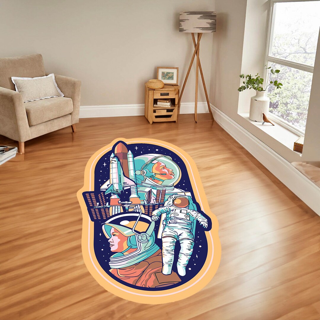 Space Rug, Astronaut Rug, Colorful Rug, Abstract, Oval Design,teens ...