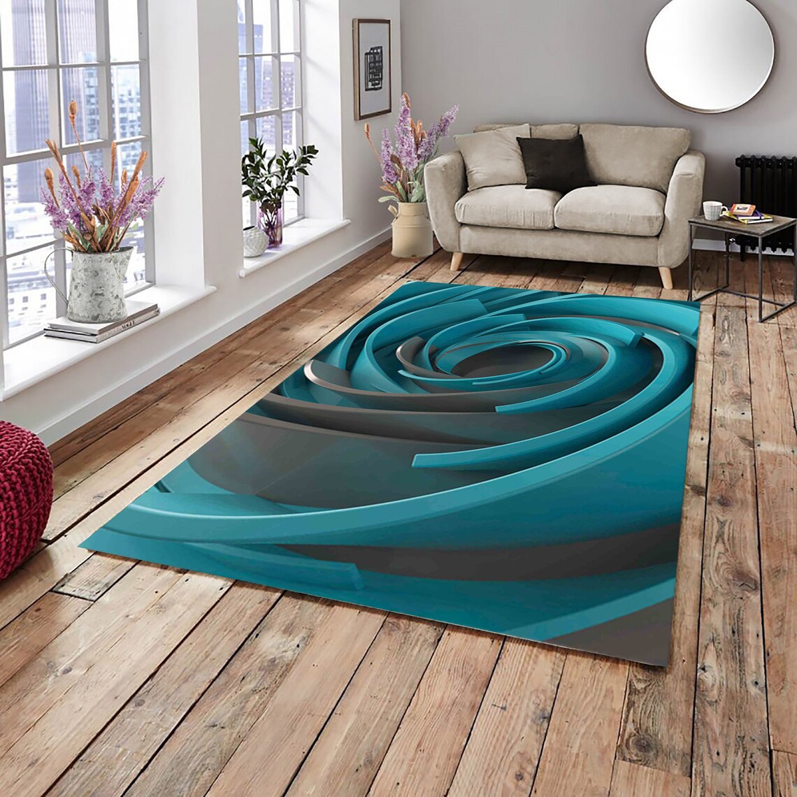 Checker Vortex Area Rug Optical Illusion Housewarming Gift | Etsy