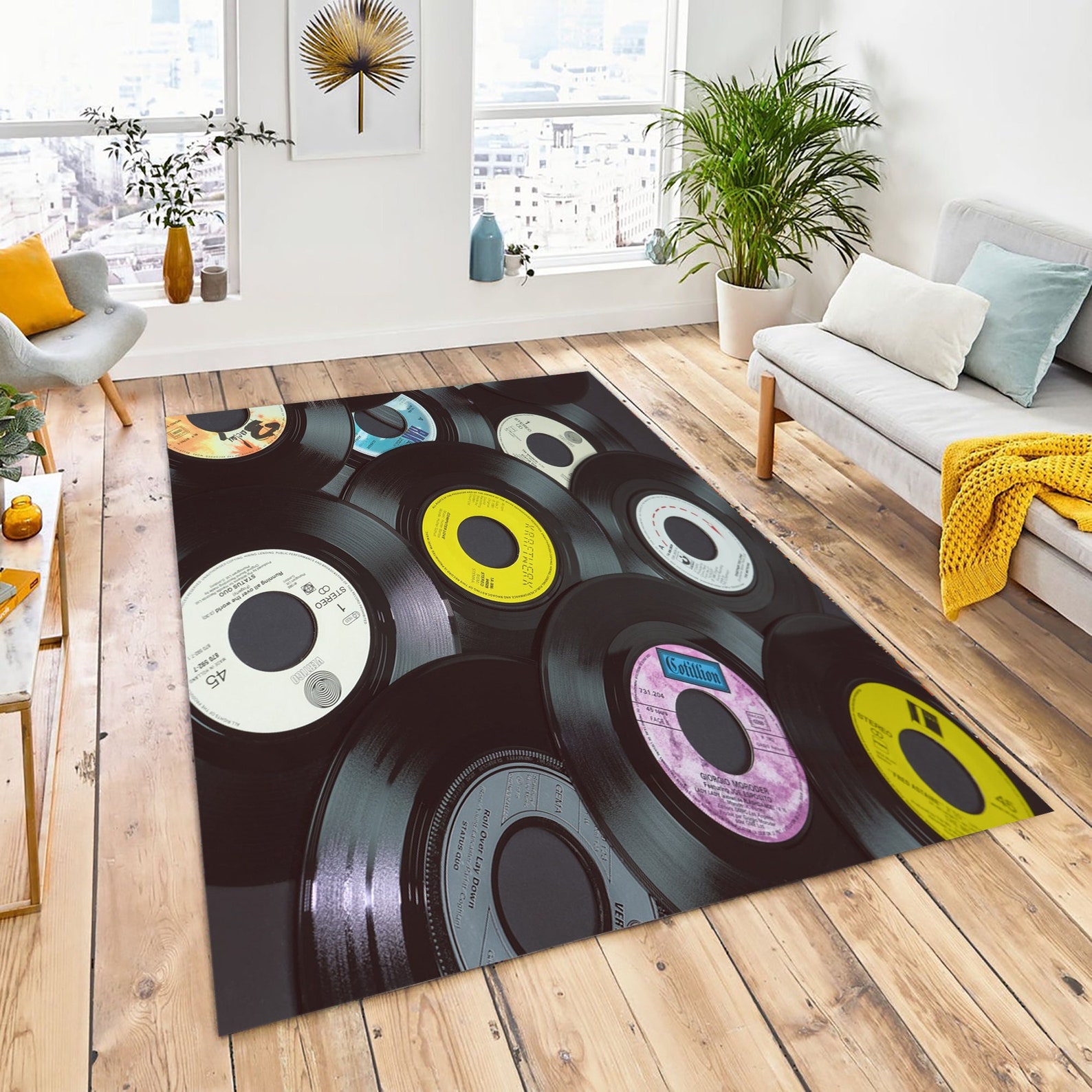 Retro Record Rug Music Room Decor Music Room Mat Rectangle - Etsy