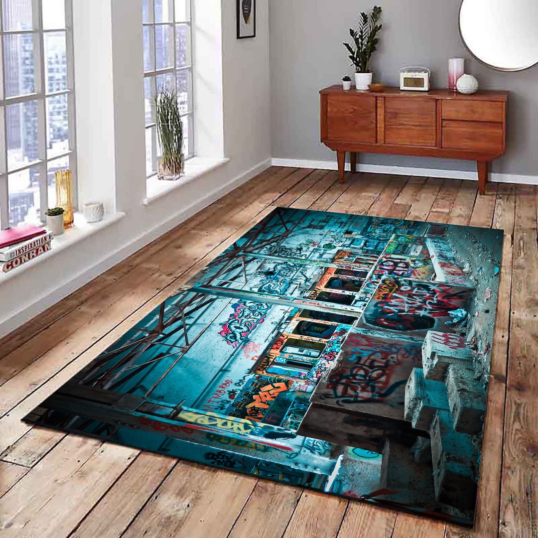 Colorful Rugs, Grafiti Rug, Unique Rug, Abstract Art Rug, Art Rug ...