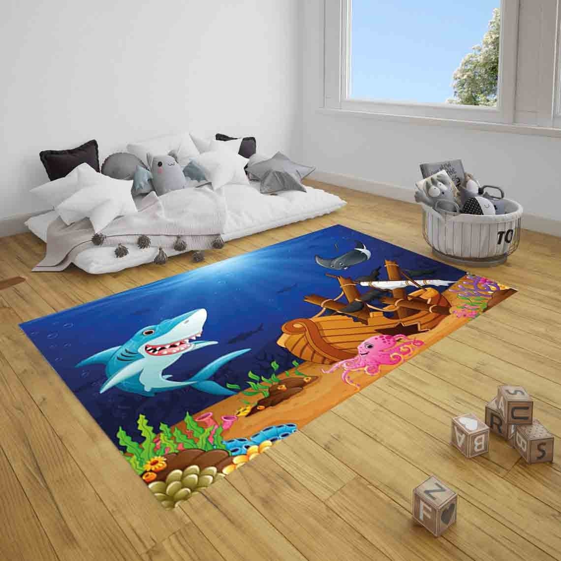 Shark Bath Mat Shark Ocean Theme Nautical Decor Jaws Shower - Etsy UK