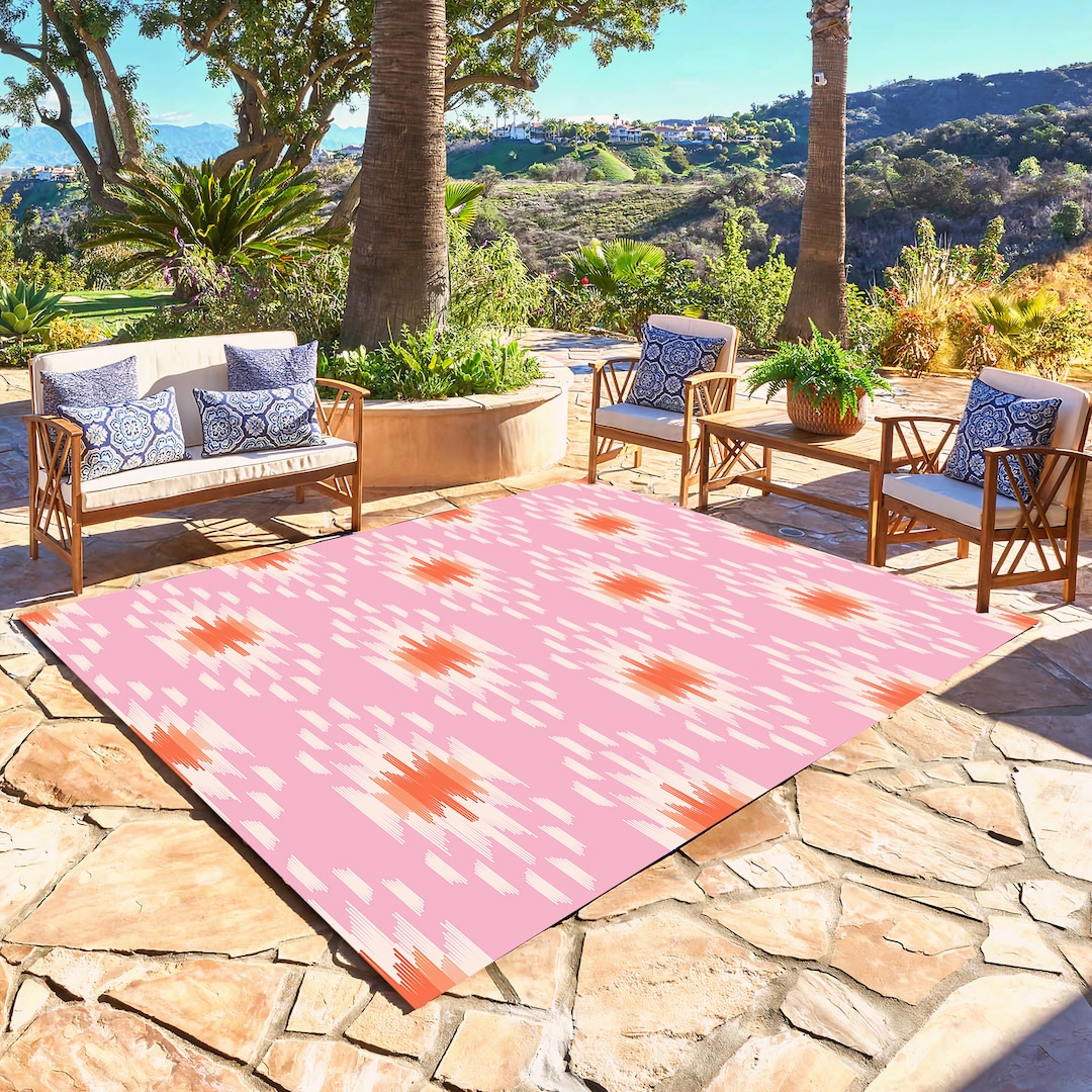 Pink Rug,ethnic Rug,outdoor Rug,garden Decor,outdoor Washable Rugs ...