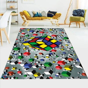 Rubik's Cube, Rubik's Cube Lover Gift, Decor Rug, Children Rug ...
