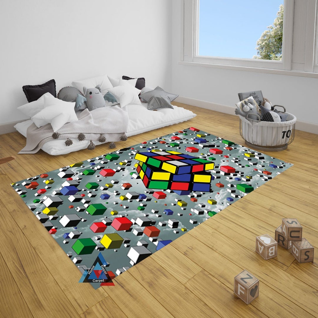Rubik's Cube, Rubik's Cube Lover Gift, Decor Rug, Children Rug ...