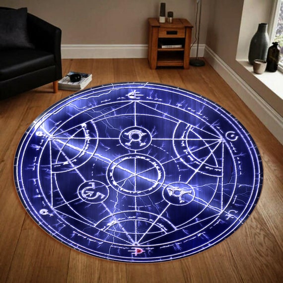 FMA Transmutation Blue Rug Roundd Rug Circle Cool Japanese | Etsy