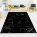 Line Art, Abstract Art, Black and White Rug, Area Rug, for Bedroom ...