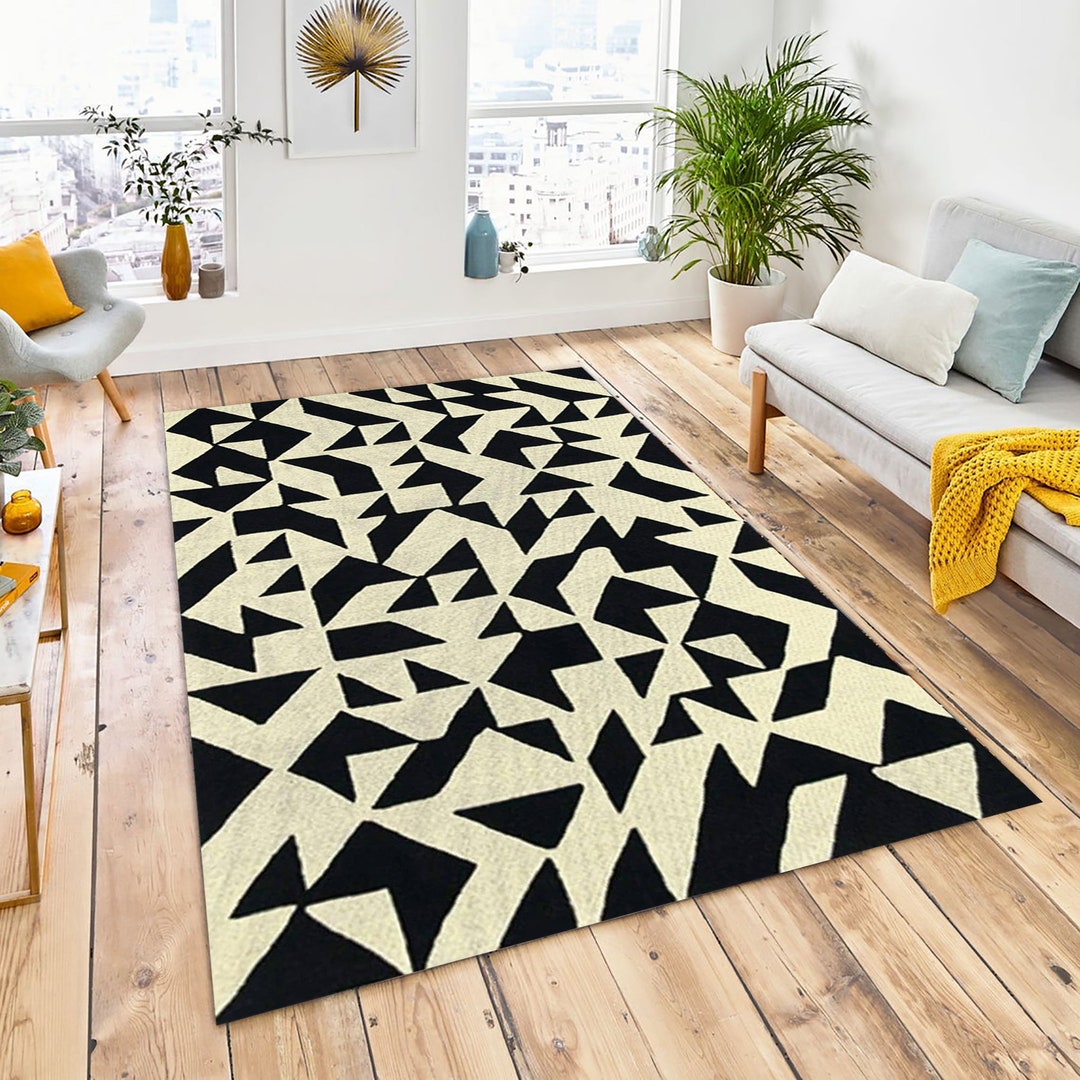 Zigzag Pattern,geometric Rug,black-white Decor,zigzag Rug,checkered ...