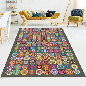 Circle Round Rug, Non Slip Rug, Thick, the Record Patterned Rug ...