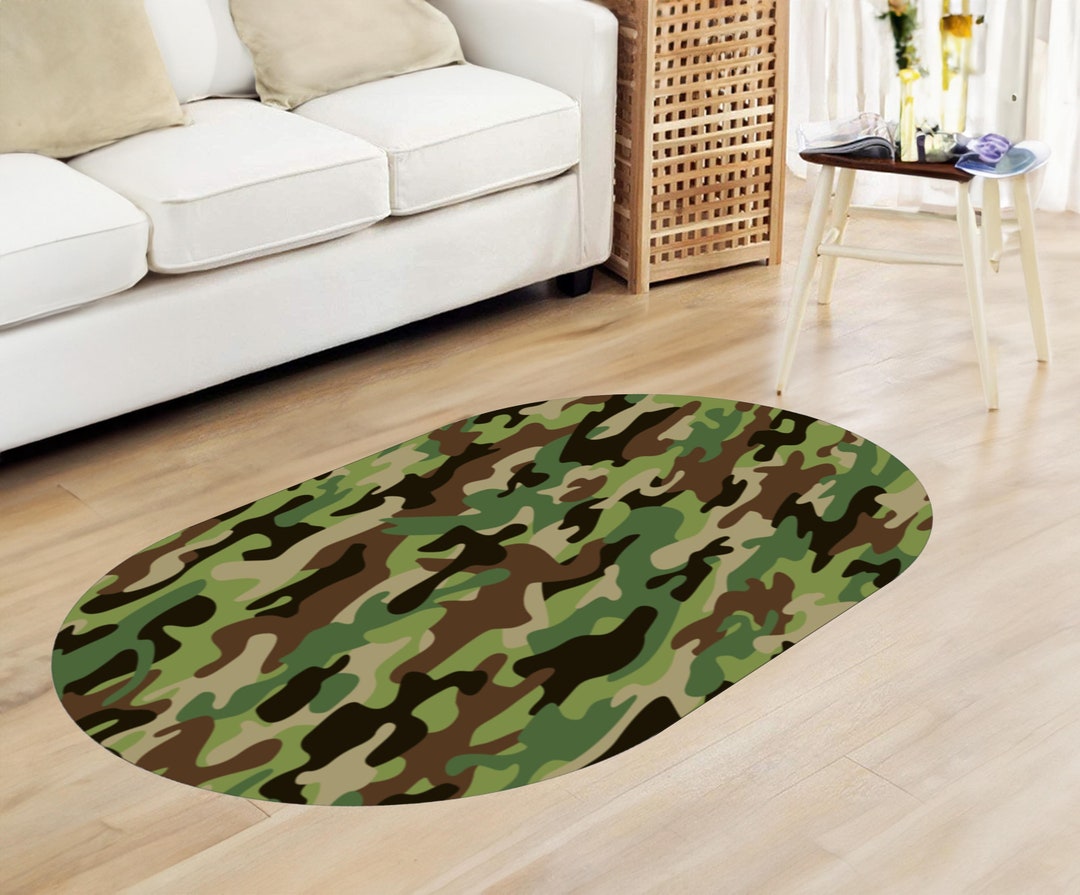 Camouflage Rug, Oval Rug,green Rug, Camouflage Mat, Military Themed Mat ...