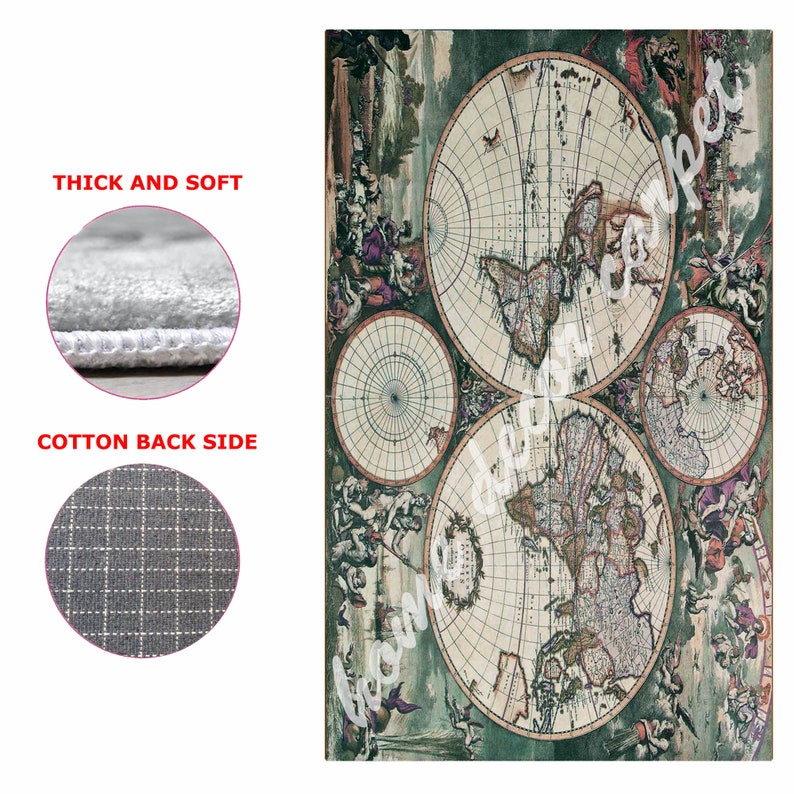 Rustic World Map Area Rugs 3D Rug for Living Room Kitchen - Etsy