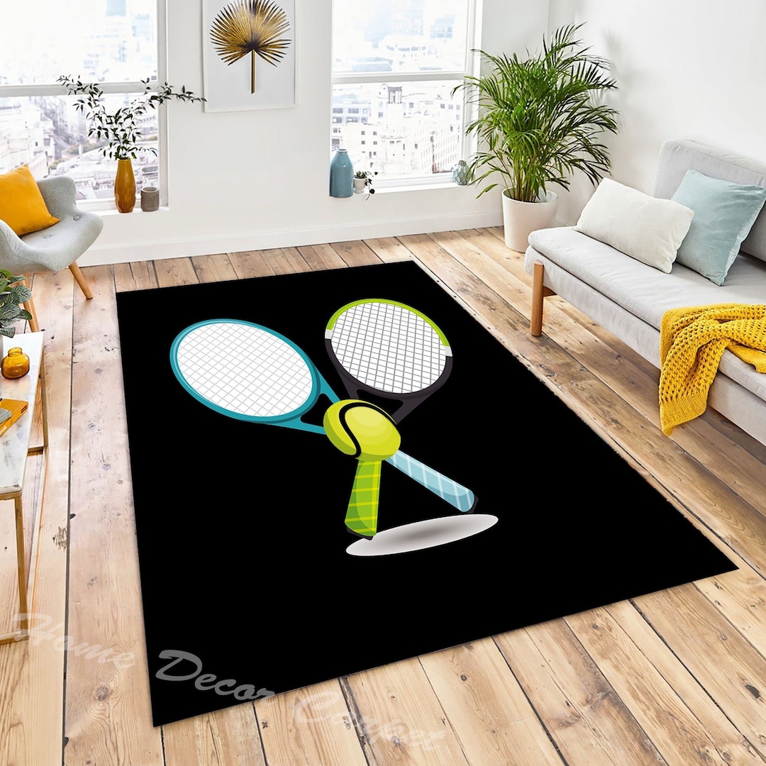 Tennis Rocket Rug, Custom Rug, Tennis Life Lessons Rug, Personalized ...