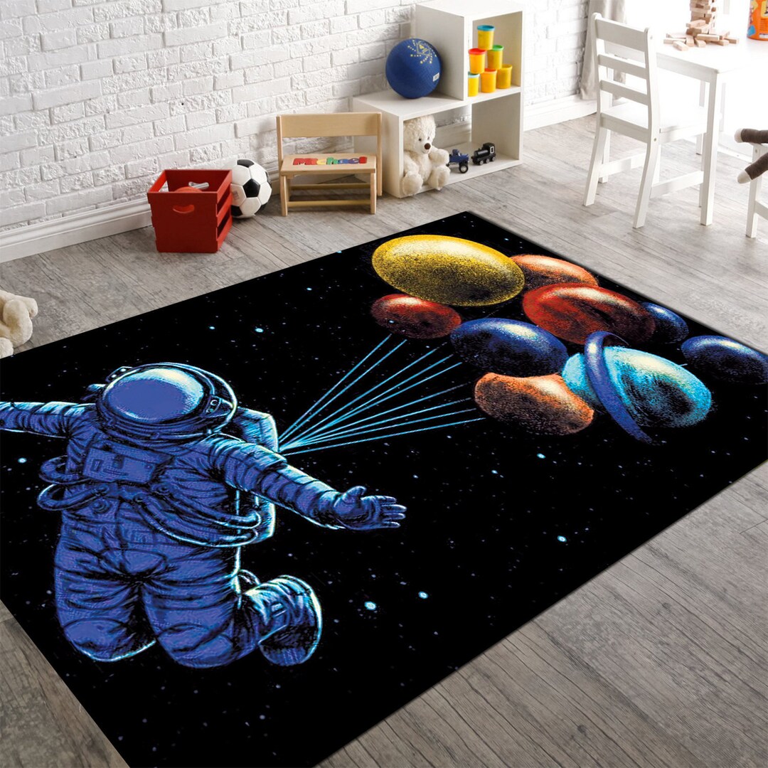 Design Rug Arts, Astronaut Rug, Air Balloon Rug, Space Astronaut Rug ...