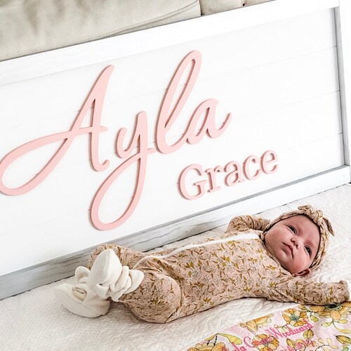 Baby Girl Name Script Custom Nursery Decor Painted Back - Etsy