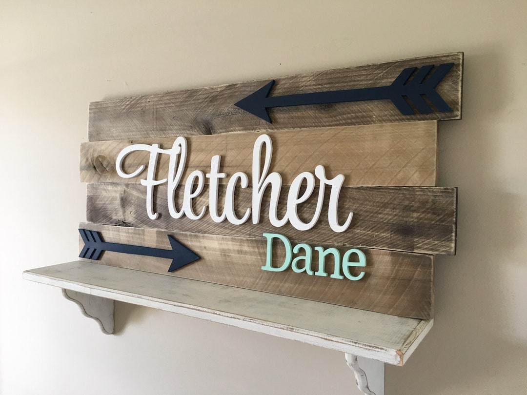Large Boy Name for Nursery Boy Name Sign Arrows Baby Name Sign Name ...