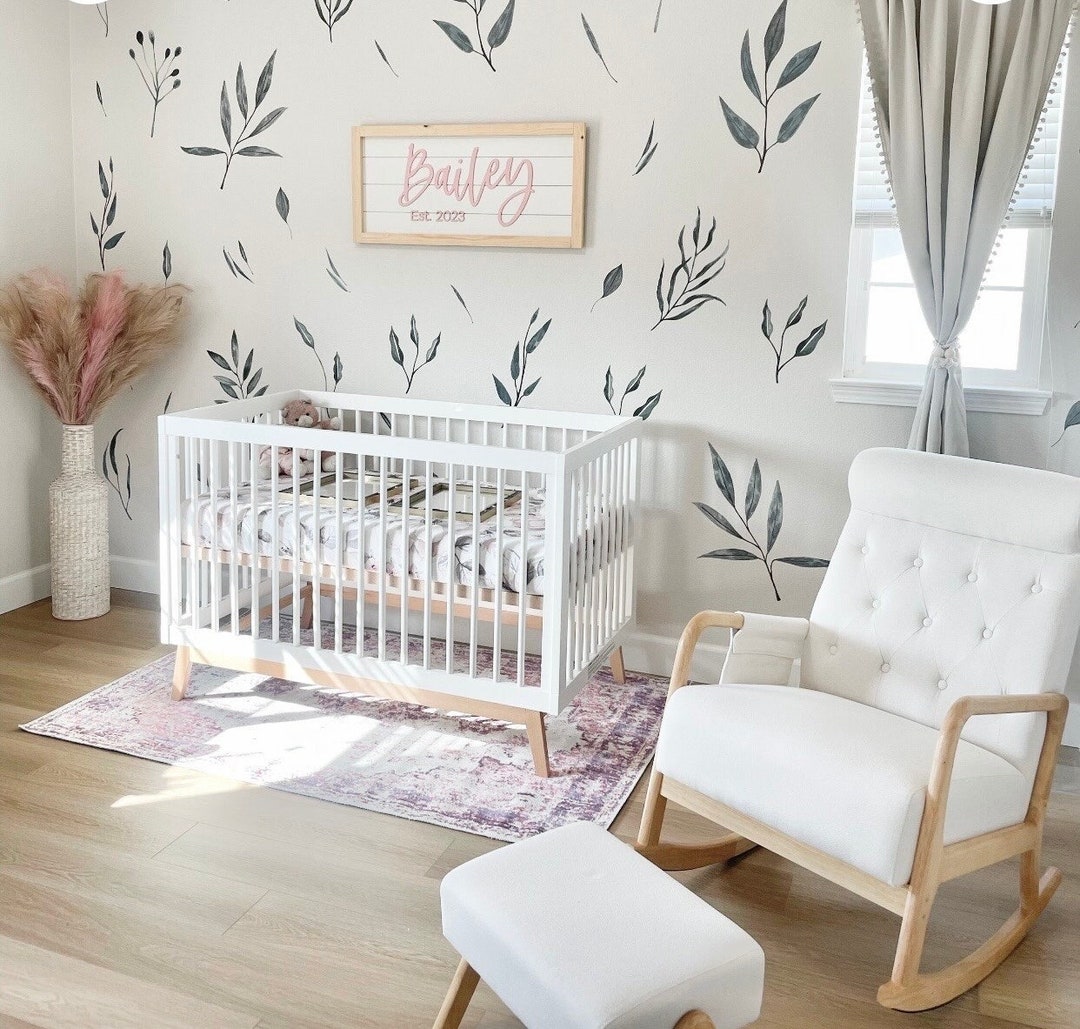 Personalized Wooden Nursery Name Sign, Modern Girl Nursery Name Sign ...