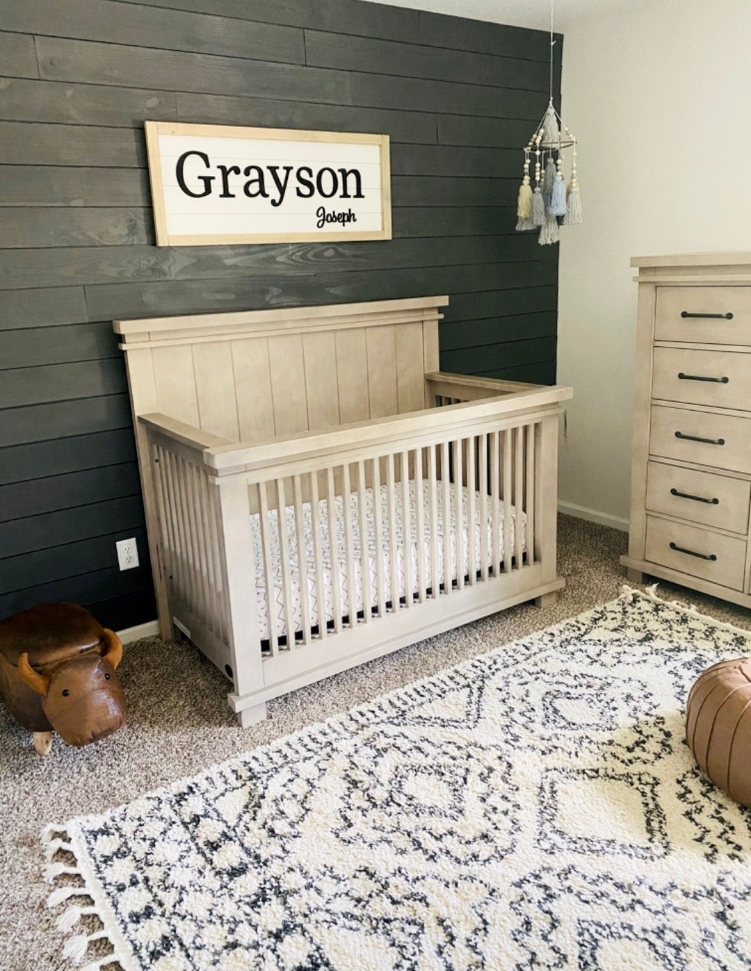Personalized Framed Nursery Name Sign, Large Baby Wooden Name, Over ...