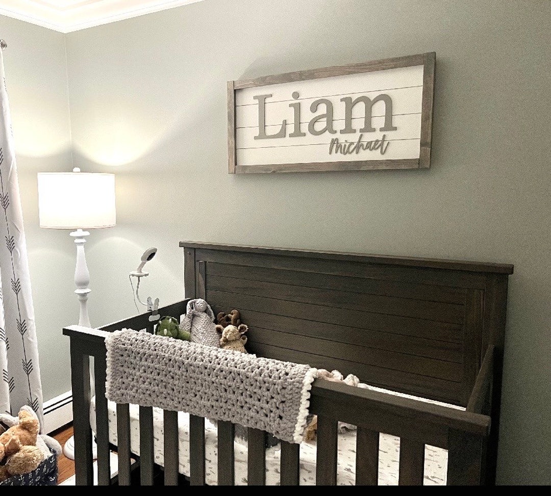 First AND Middle Wooden Name Sign, Large Wood Name Sign, Baby Shower ...