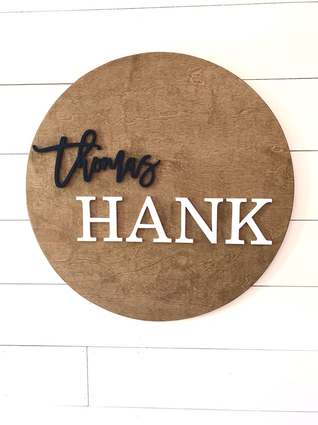 Round Baby Name Sign, Large Custom Nursery Name, 3D Nursery Art Decor ...