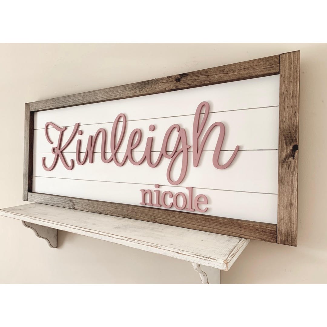 Custom Baby Girl Nursery, Framed Nursery Art Decor, Wooden Name Sign ...