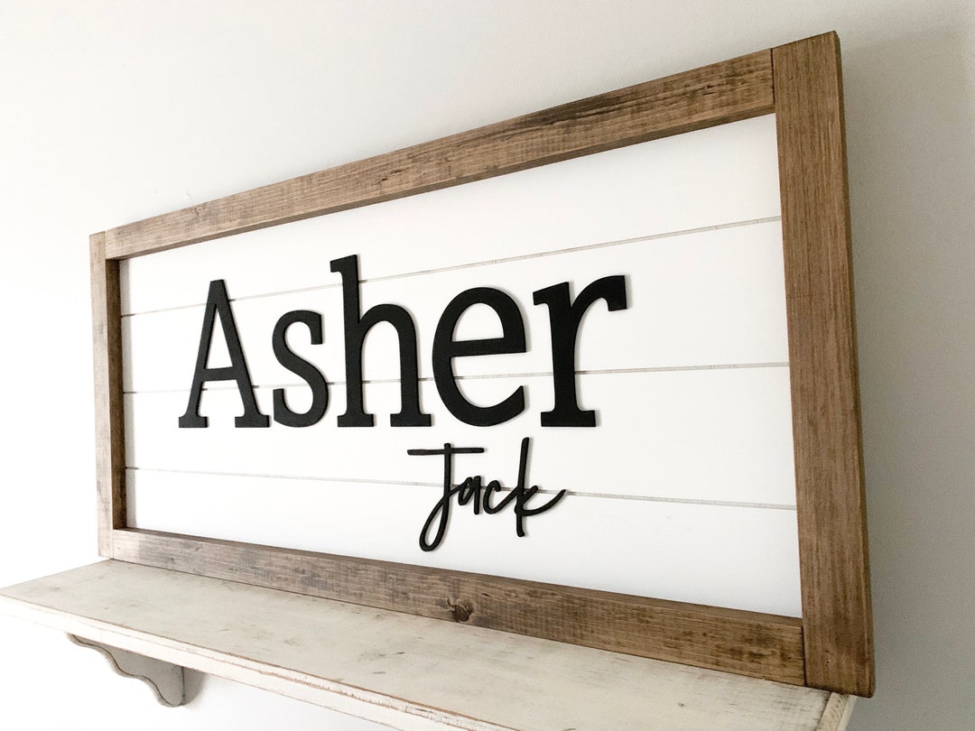 Boy Nursery Name Sign, Custom Wood Baby Name, Sign for Nursery Wall ...