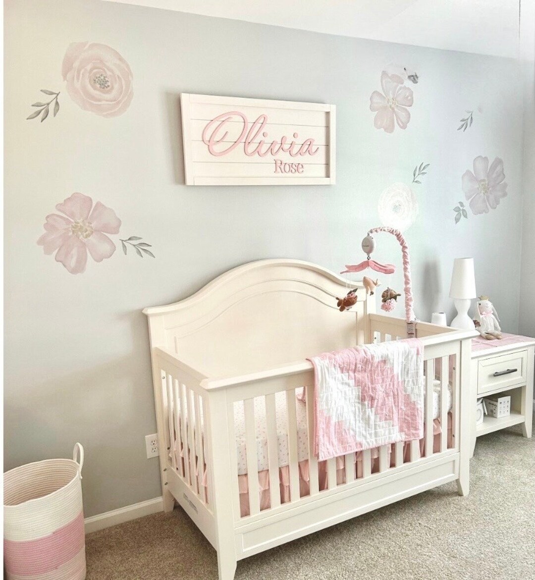 Pink Name Sign, Nursery Name Sign, Daisy Nursery Decor, Name Sign for ...