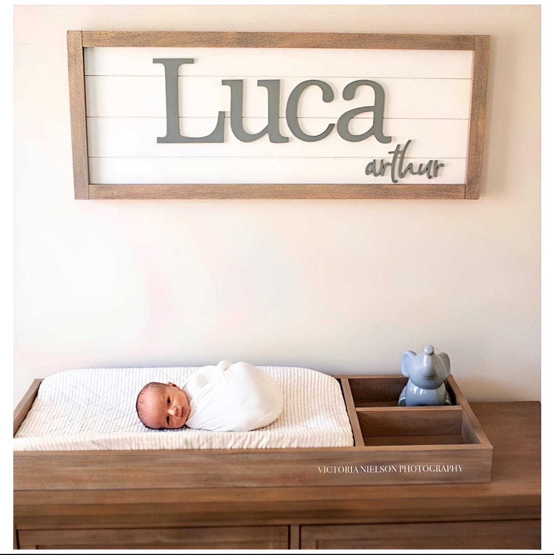 Personalized Nursery Name Sign, Custom Framed Nursery Art, Child Name ...