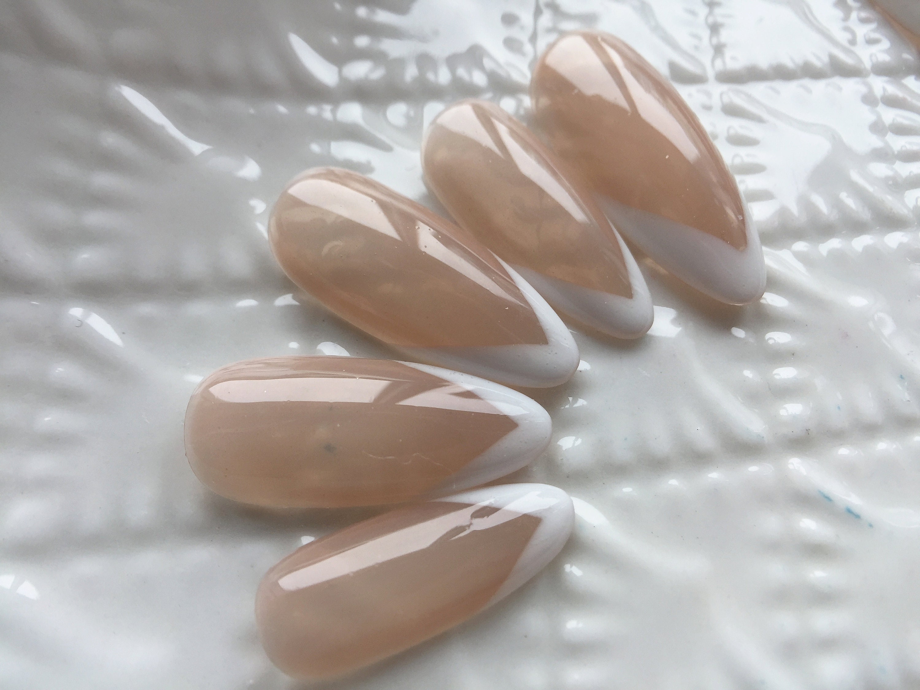 Translucent Pink Hand Painted Clear Full Set Press On Nails | Etsy