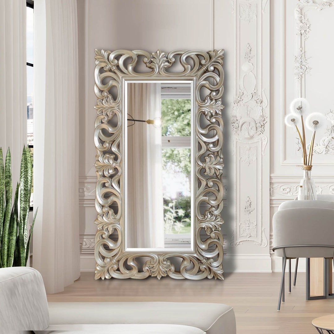 Large Rectangular Full Length Champagne Floor Mirror , Decorative ...