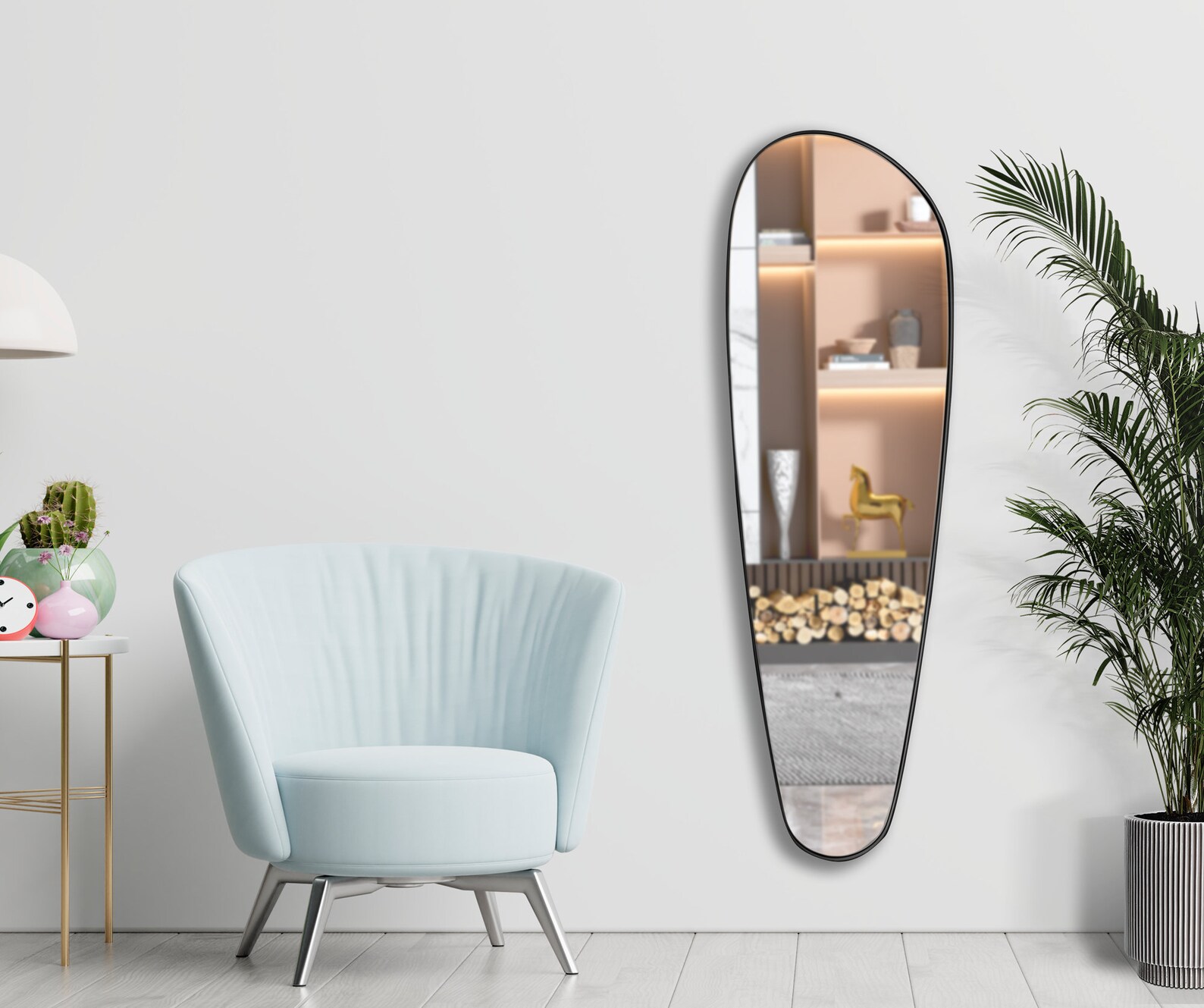 Modern Asymmetrical Large Mirror 55 X 18 Inch Metal Frame - Etsy