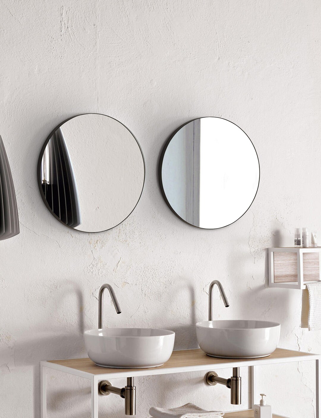 Round Mirror Metal Frame Wall Mirror for a Bathroom Vanity, Living Room ...