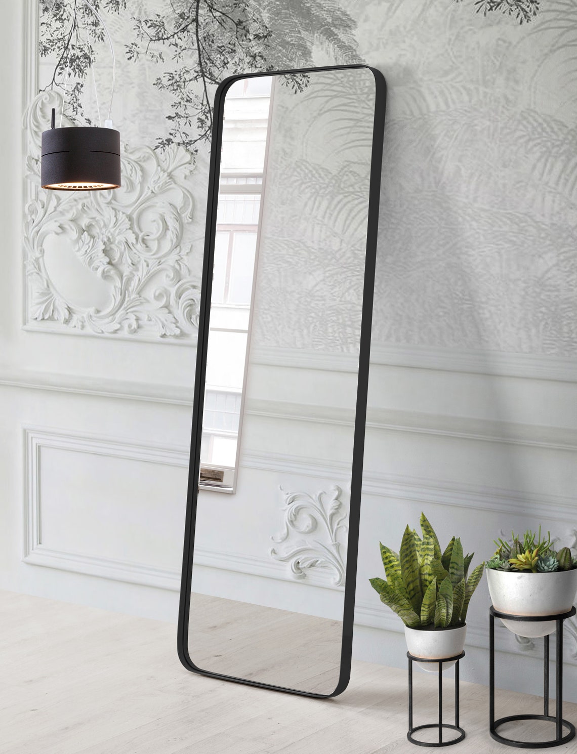 Modern Full Length Mirror 65 X 22 Inch Black Metal Frame. - Etsy