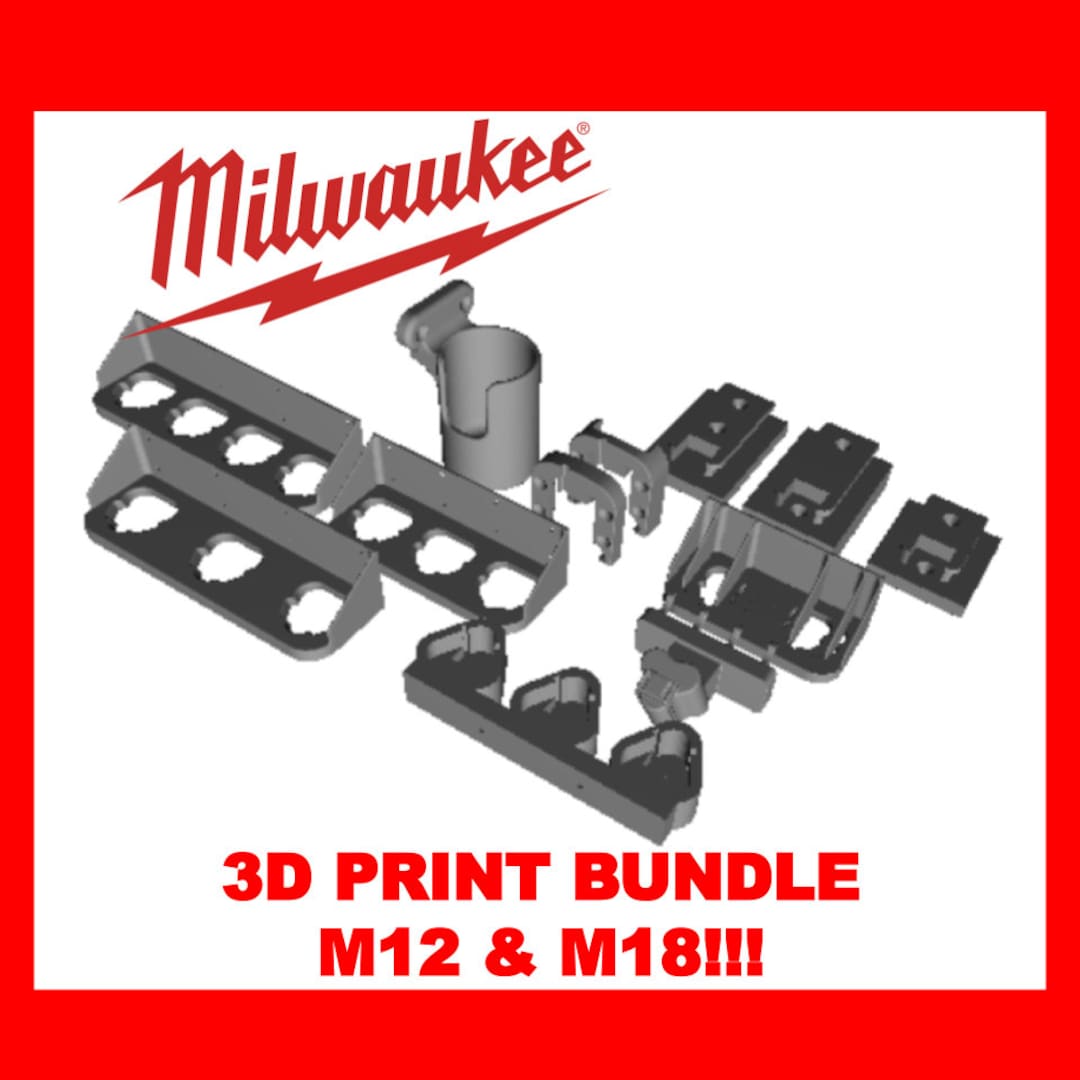 Milwaukee ULTIMATE 3D Printing Bundle STL Files Tool & Battery Holders ...
