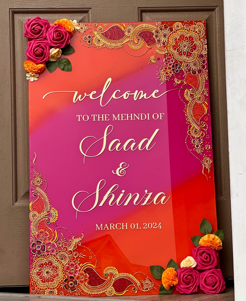 Mehndi Welcome Sign | Henna Welcome Sign | Haldi Sign | Dholki ...