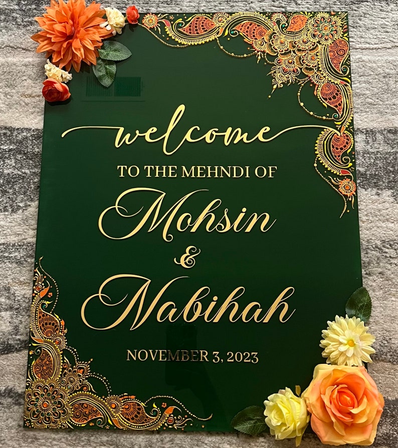 Mehndi Welcome Sign Henna Welcome Sign Dholki Sign Wedding Sign Wedding